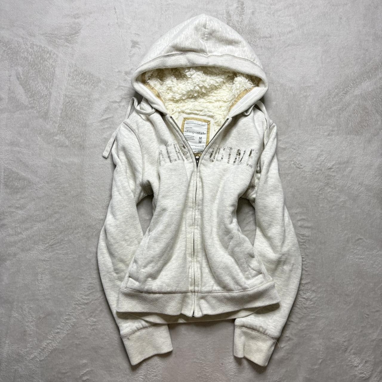 2000s Aeropostale Sherpa lined cream zip up The... | Depop