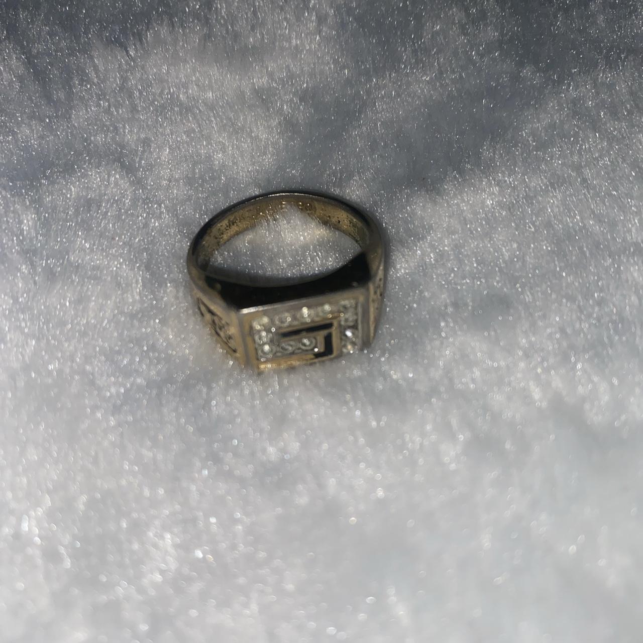 Vintage 1980's Mens 18K HGE Rhinestone Ring Size 8 - Depop