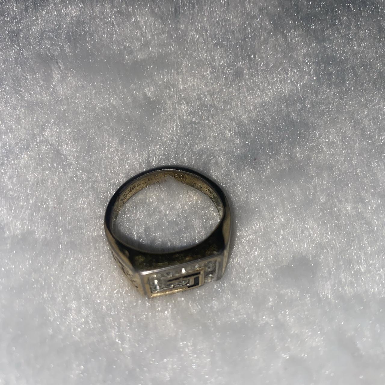 Vintage 1980's Mens 18K HGE Rhinestone Ring Size 8 - Depop