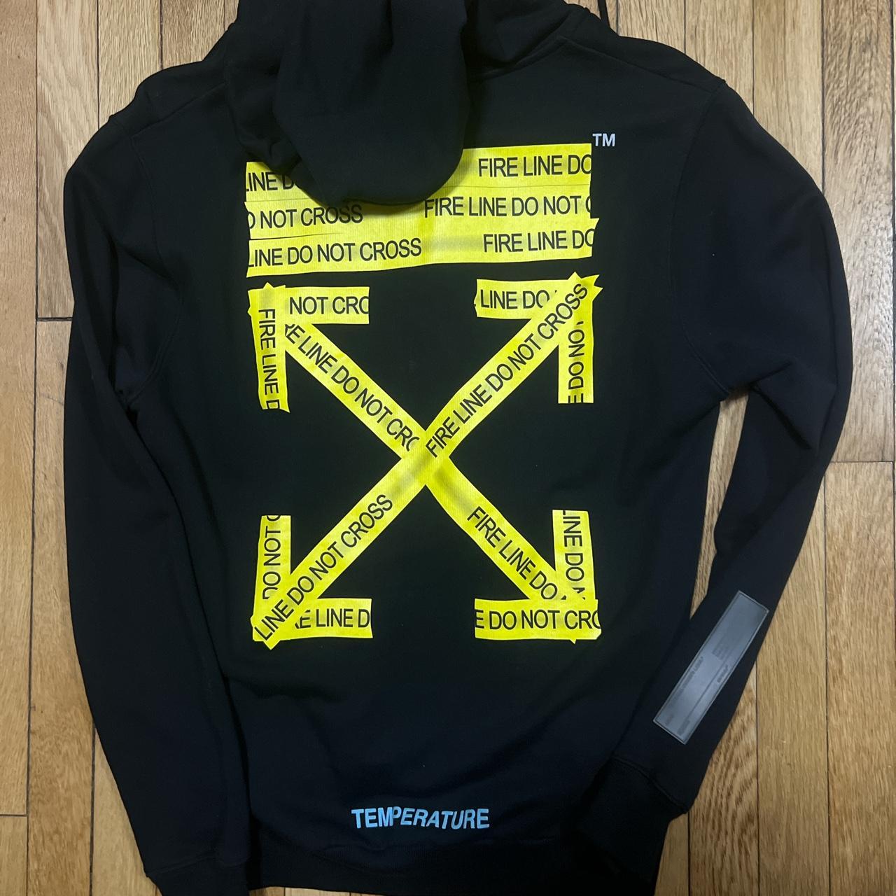 Off-White Diagonal Do Not Cross Tape Hooded... - Depop