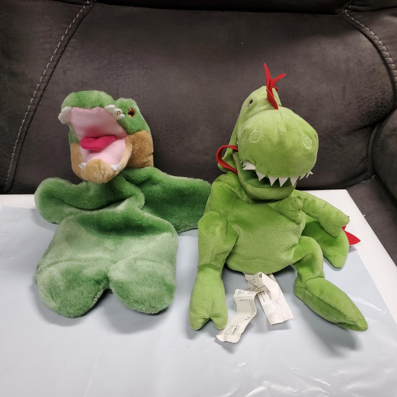 Lot of 2 Plush Green Puppets, an alligator and... - Depop