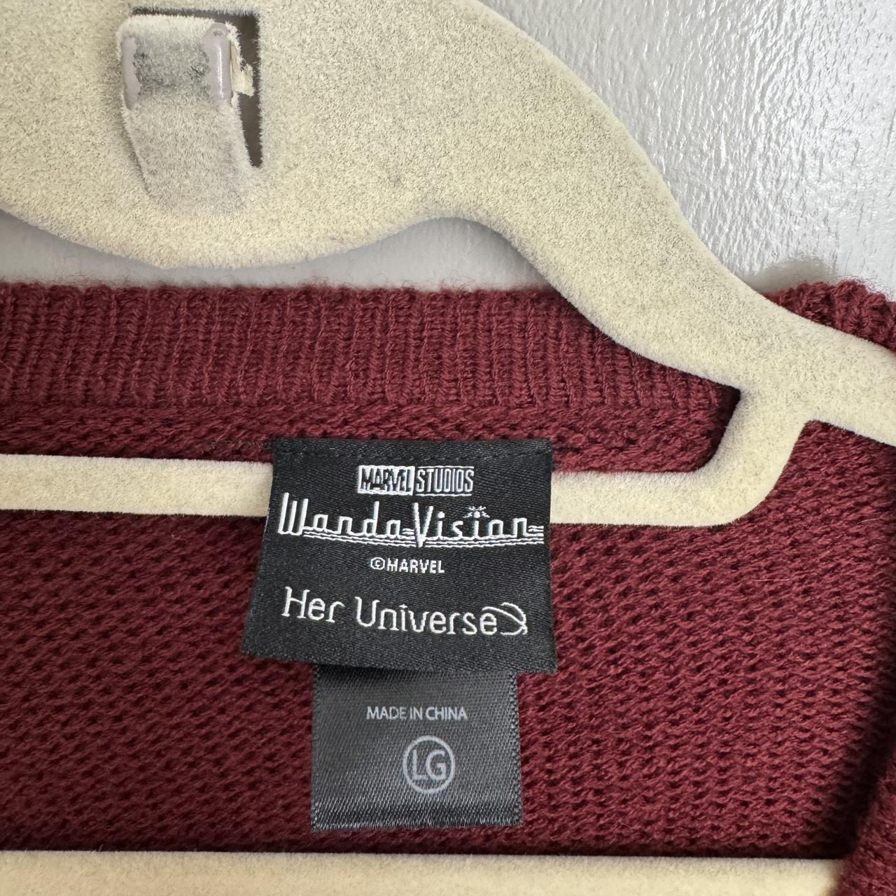 Scarlet Witch burgundy cardigan with red embroidery... | Depop