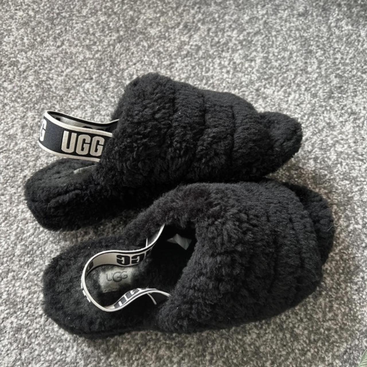 Black UGG slippers - perfect for winter. Size 6.... - Depop