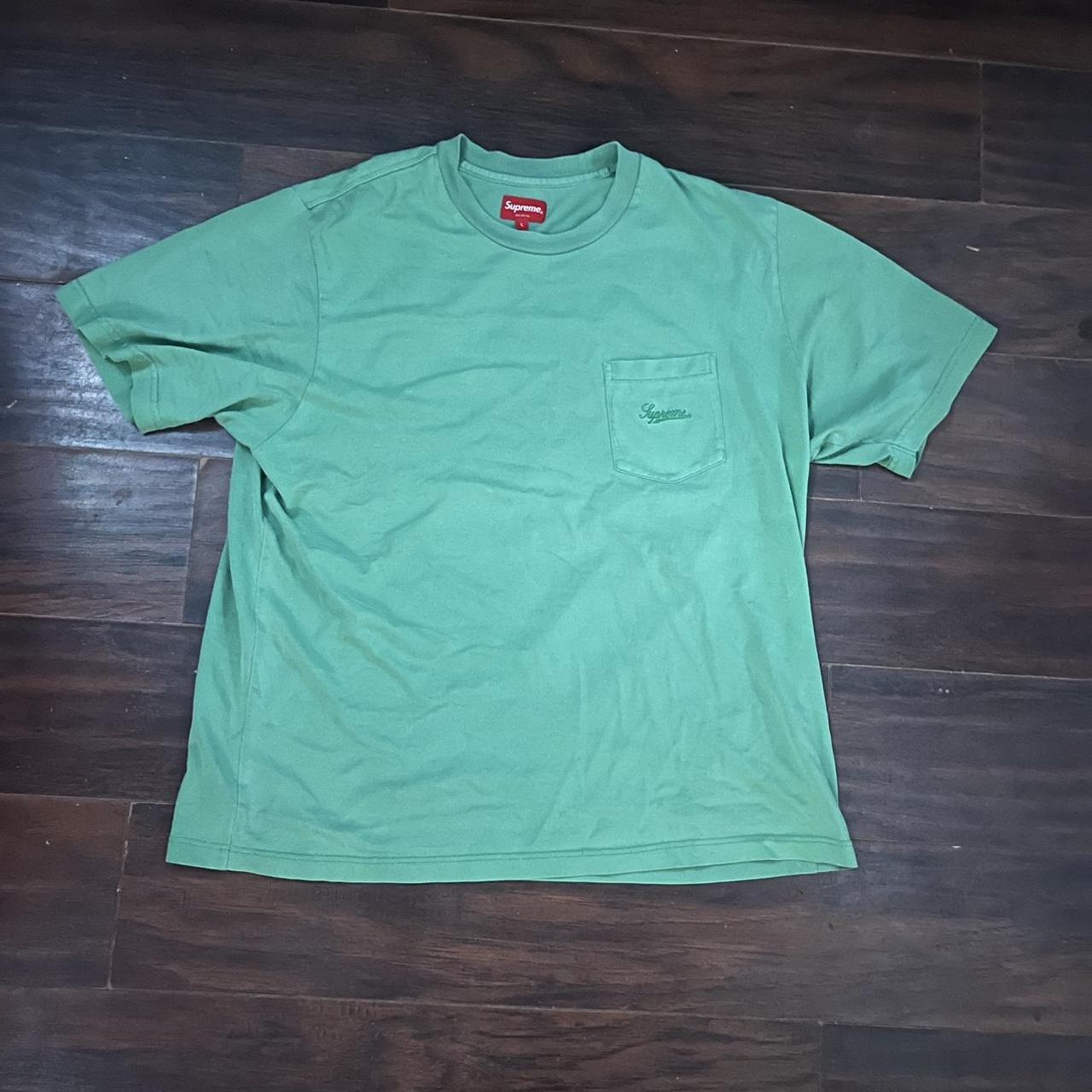 green supreme shirt open to offers - Depop