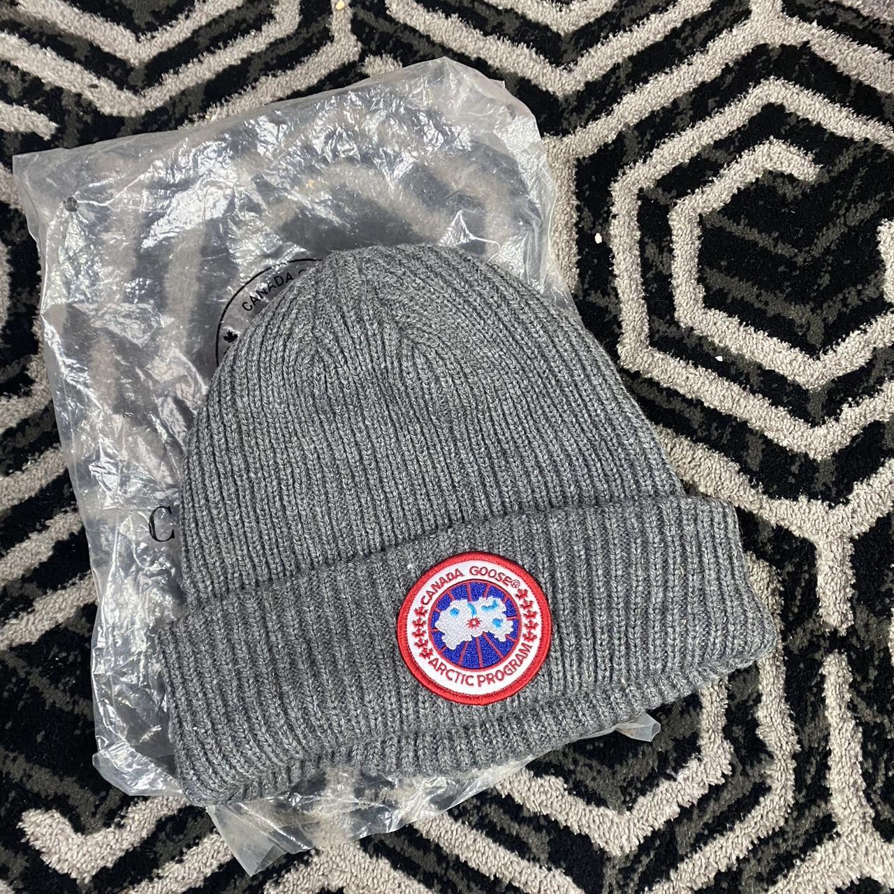 Grey Canada Goose Beanie- One Size - Depop