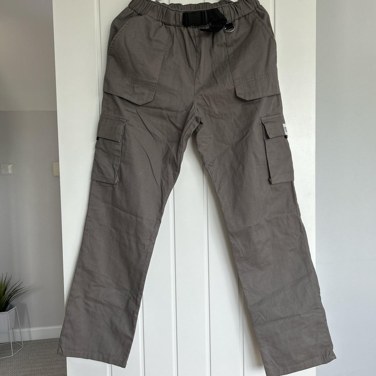 BoohooMAN , grey cargos , long fit , class cargos ,... - Depop