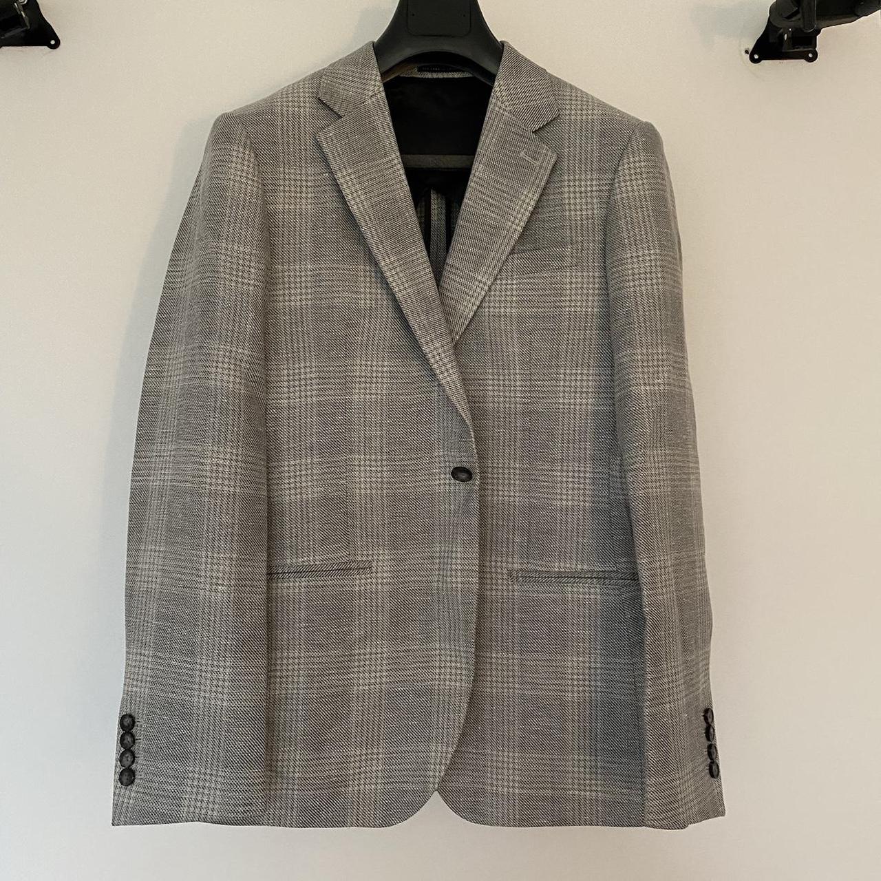 Reiss check blazer - grey 38 chest - Depop
