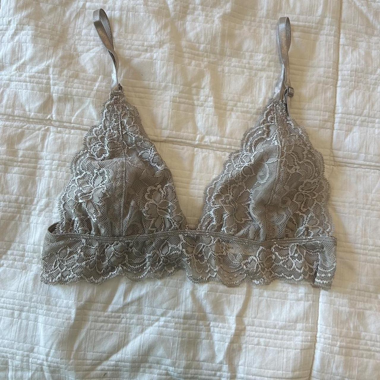 - Grey and silver bralette - adjustable straps - so... | Depop