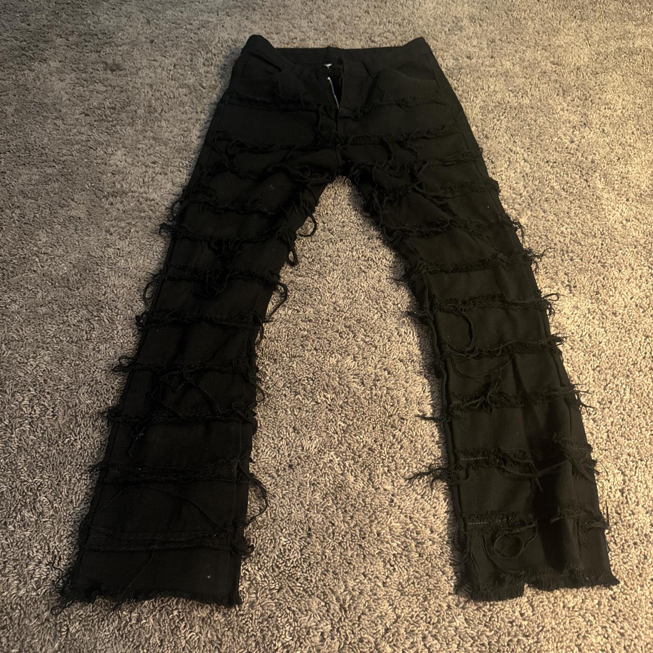 Japanese Black ruffle pants with a unique,... | Depop