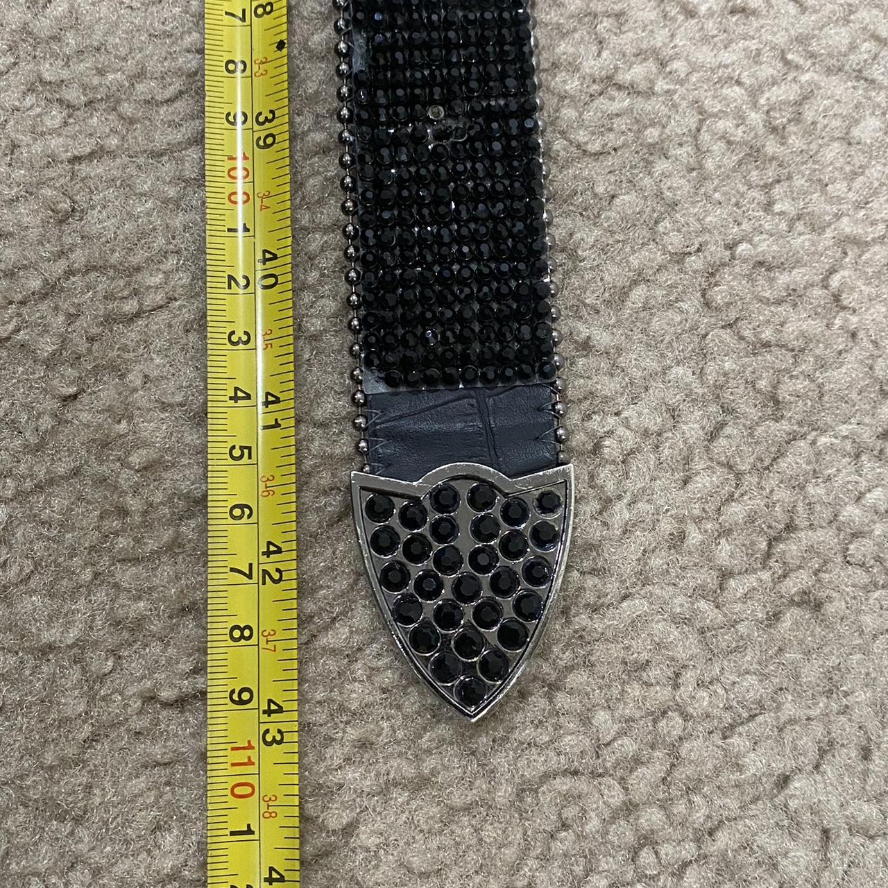 black rhinestones bb belt, the length to the first... - Depop