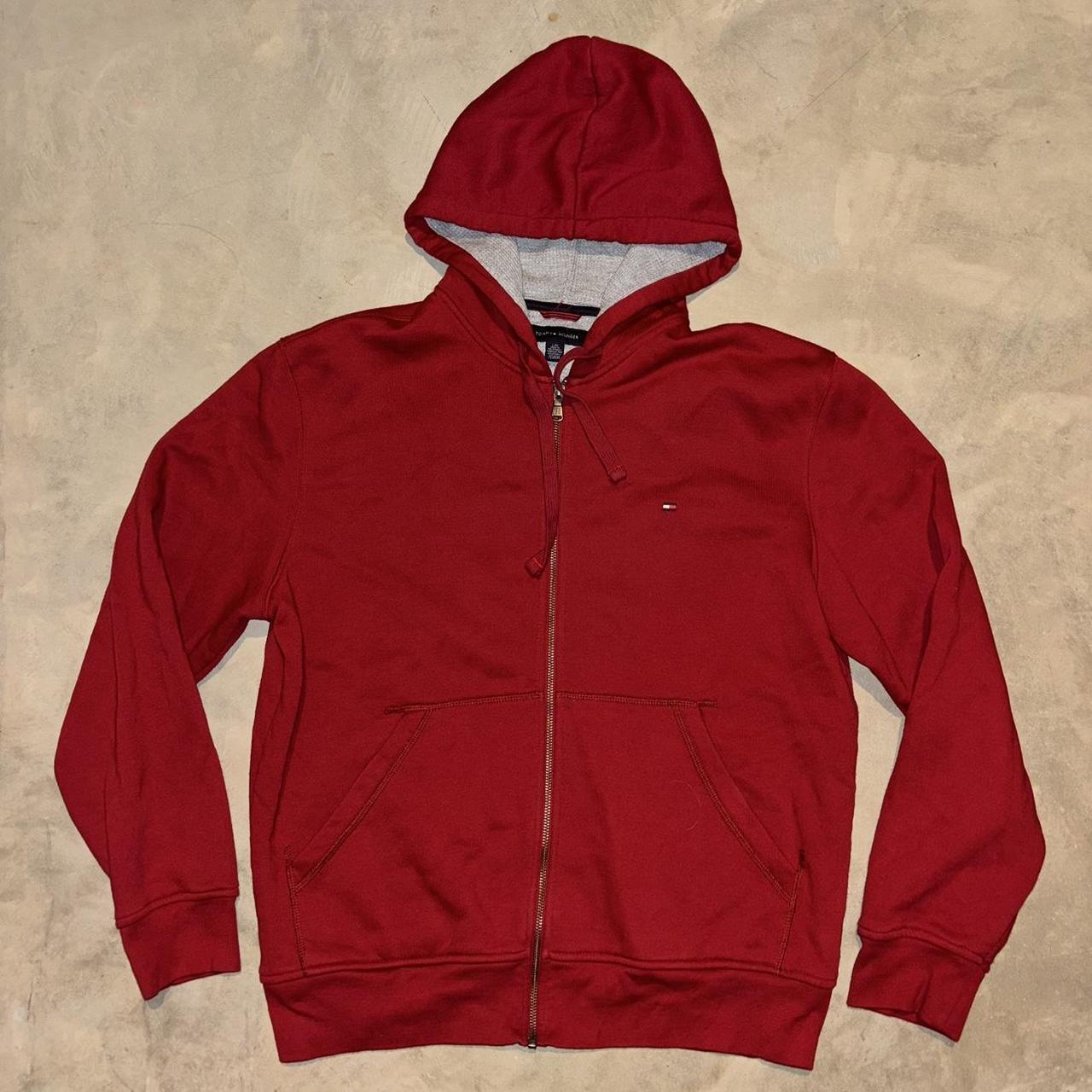 Tommy Hilfiger Red Zip Up Size Large TTS - Depop