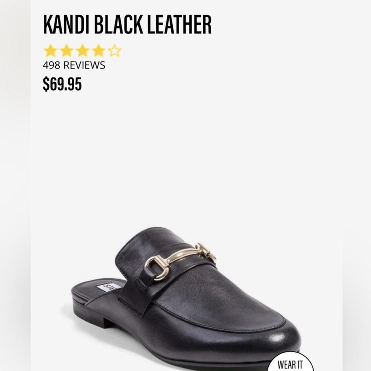 Steve Madden Kandi black leather slide on loafers.... - Depop