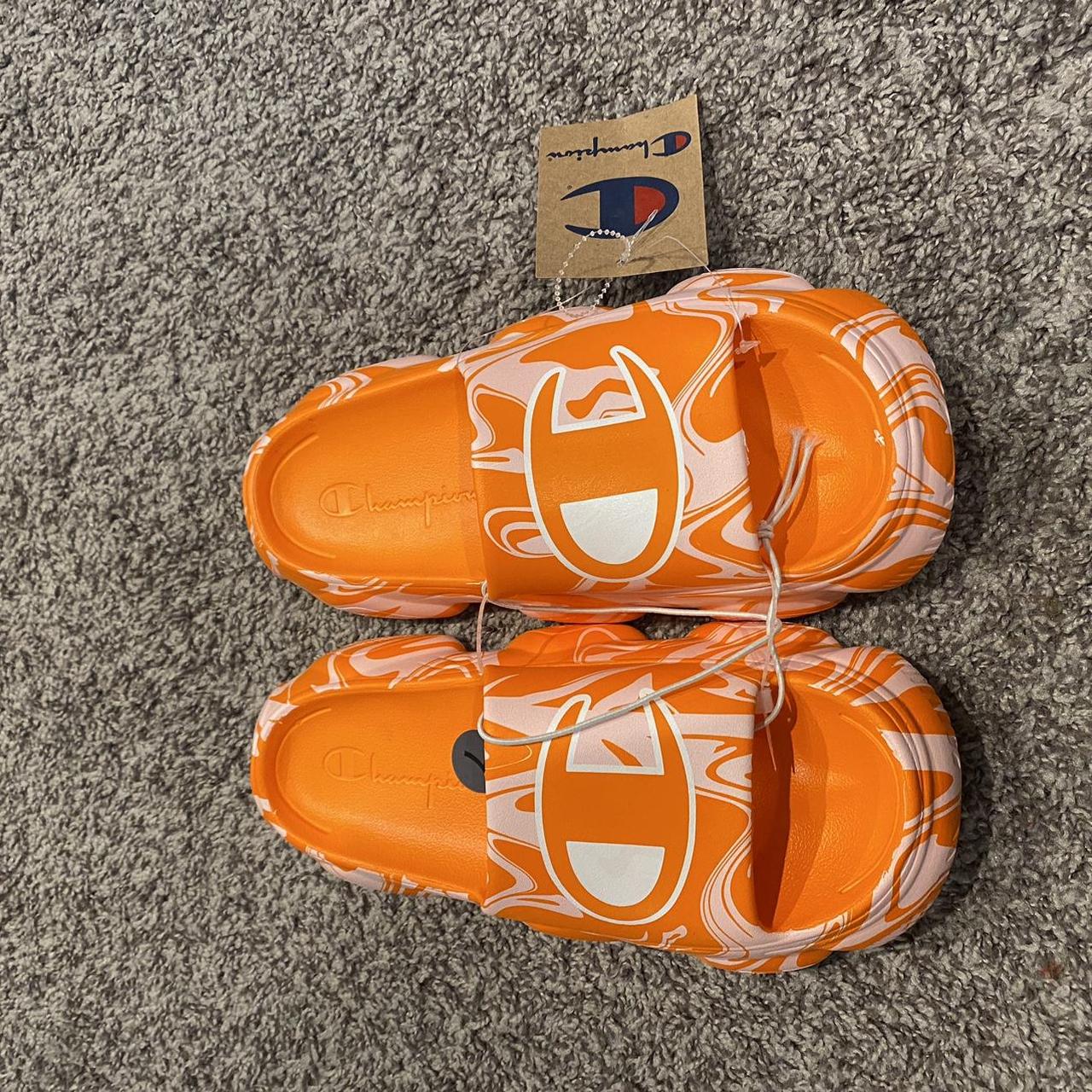 Orange champion slides - Depop