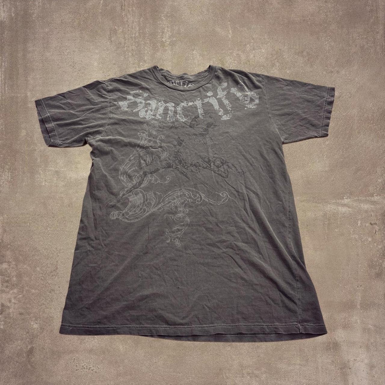 Sanctify graphic tee fits baggy, fading on the... - Depop