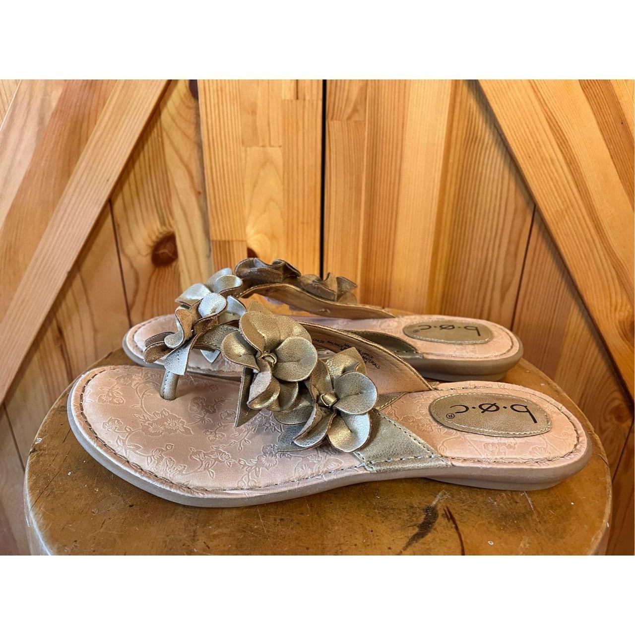 BOC Born Concept Gold Flowers Flip Flop Thong Flat... - Depop