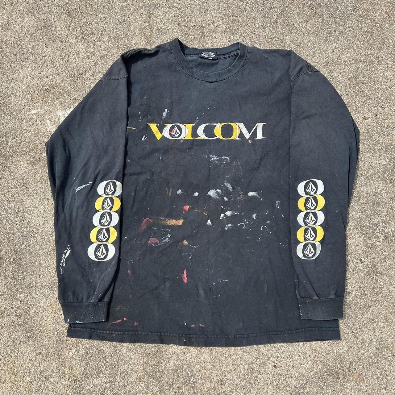 Late 90s volcom long sleeve with fire sleeve hit... - Depop