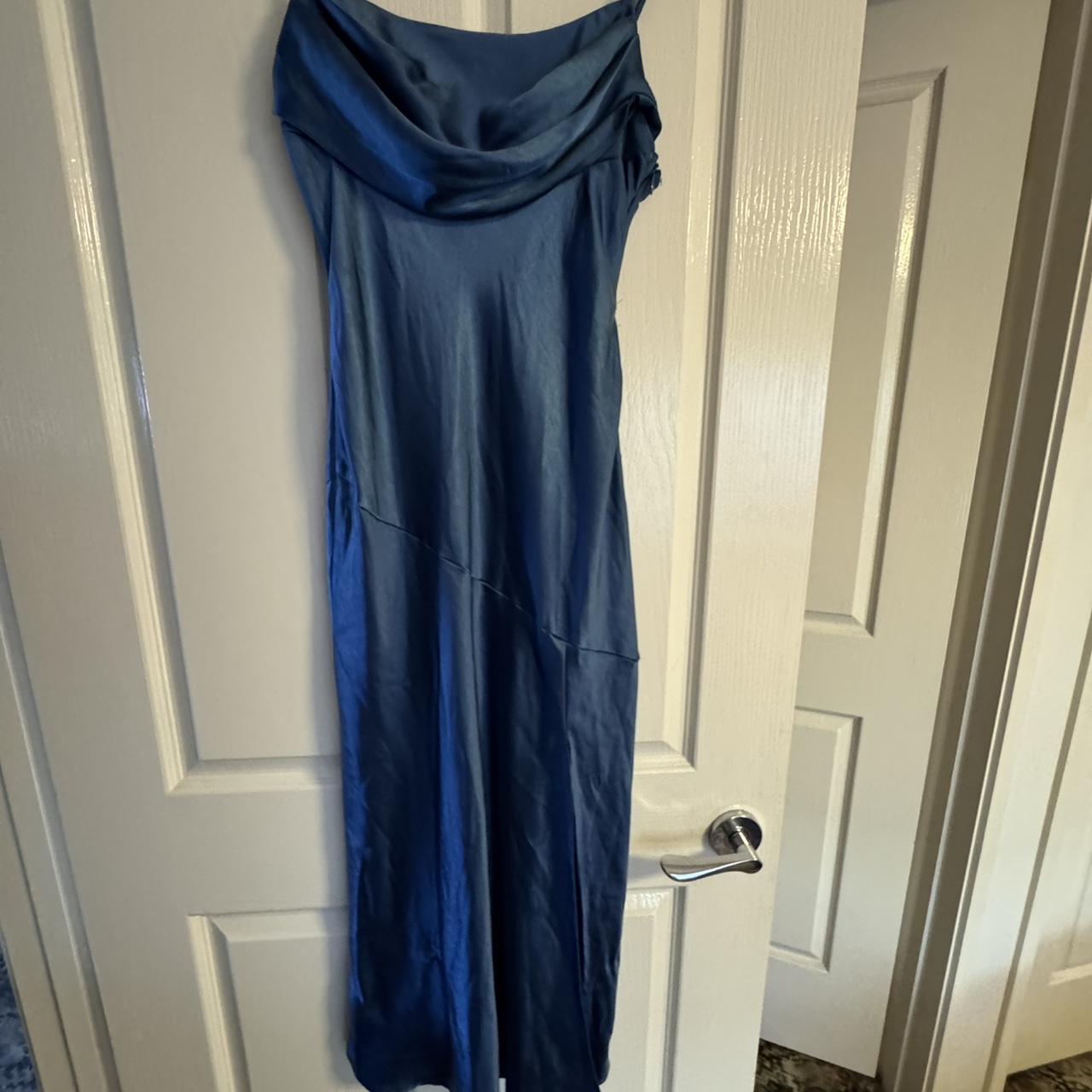 Saints + Secrets Petrol blue satin formal dress.... | Depop