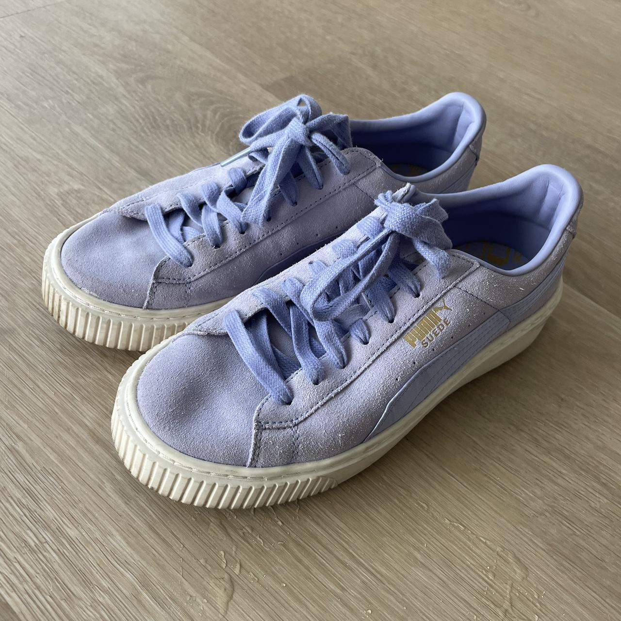 Puma real suede lilac sneackers Good condition #puma - Depop