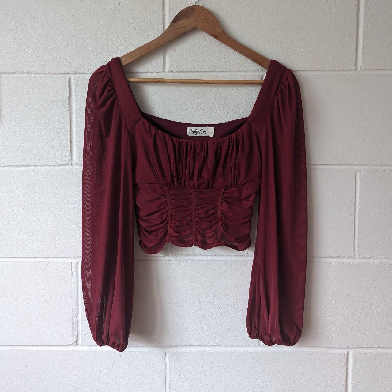 RUBY SEES burgundy off the shoulder peasant top. AU... | Depop