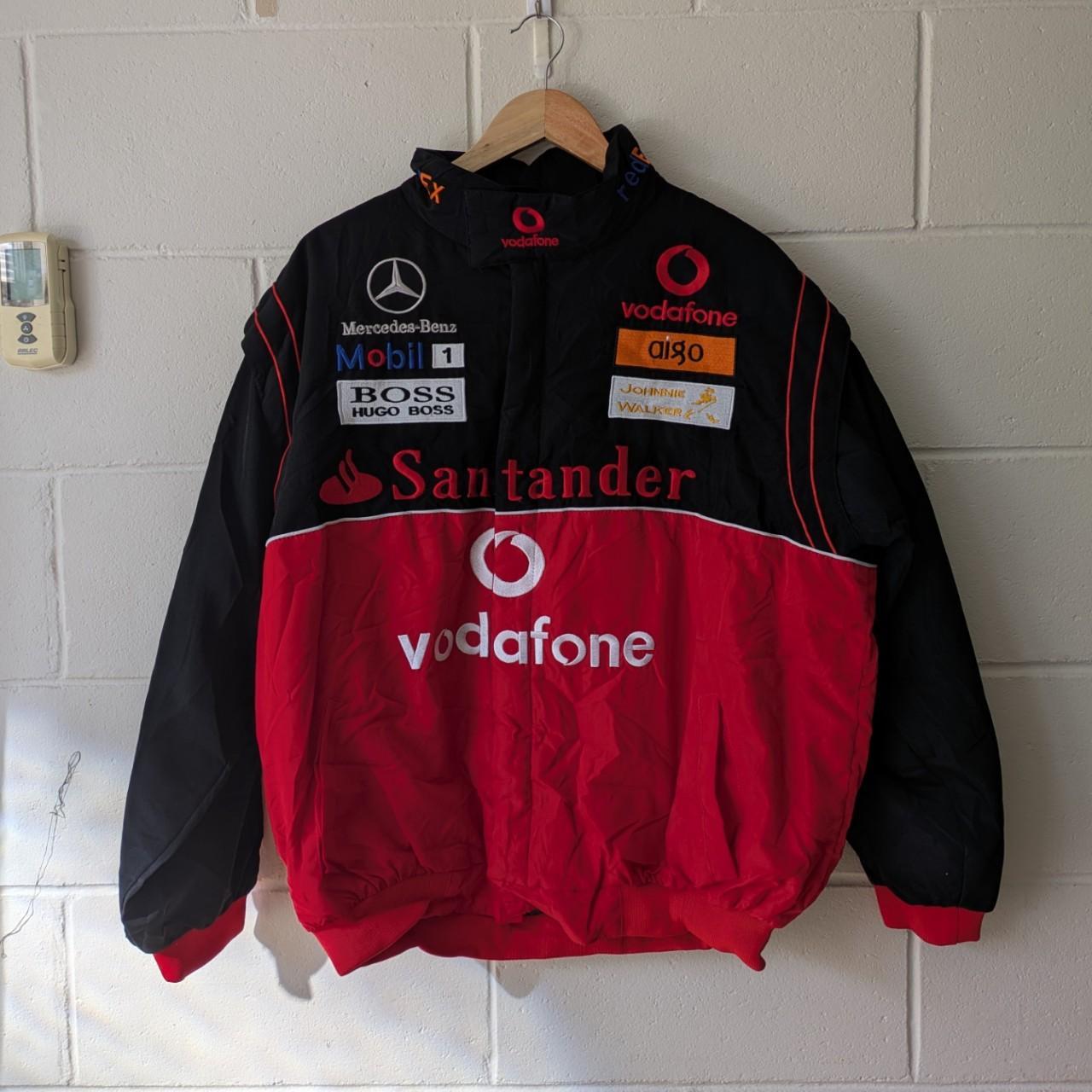 "Formula 1" style black & red jacket. Size XL shown... | Depop