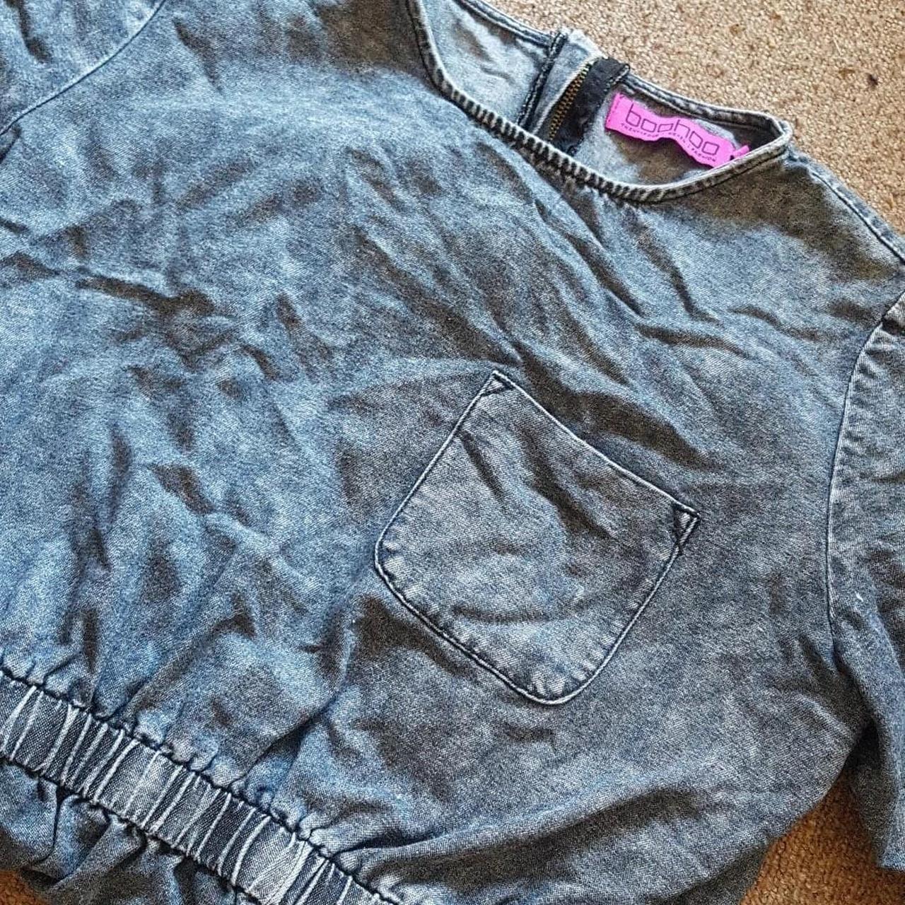 Dark denim mini dress size 10 boohoo #Denim Dress... - Depop