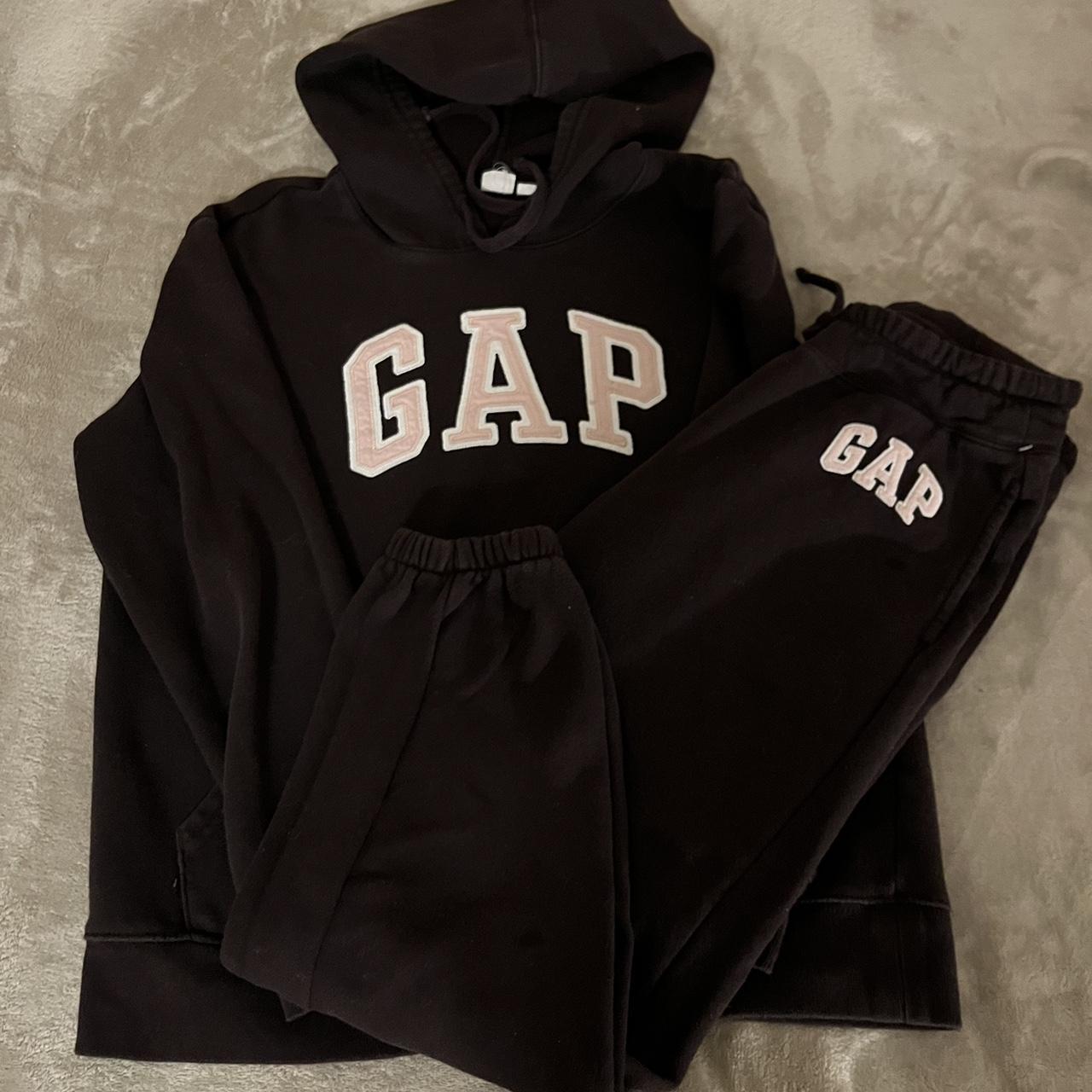 2pc Pink And Brown Gap Set Hoodie Sweatpants Depop
