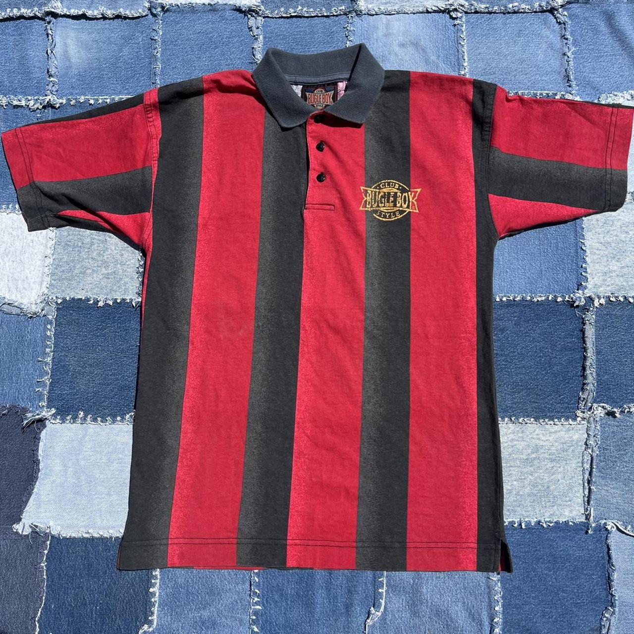 90s Bugle Boy Red/Black Polo Shirt Size: Medium... | Depop
