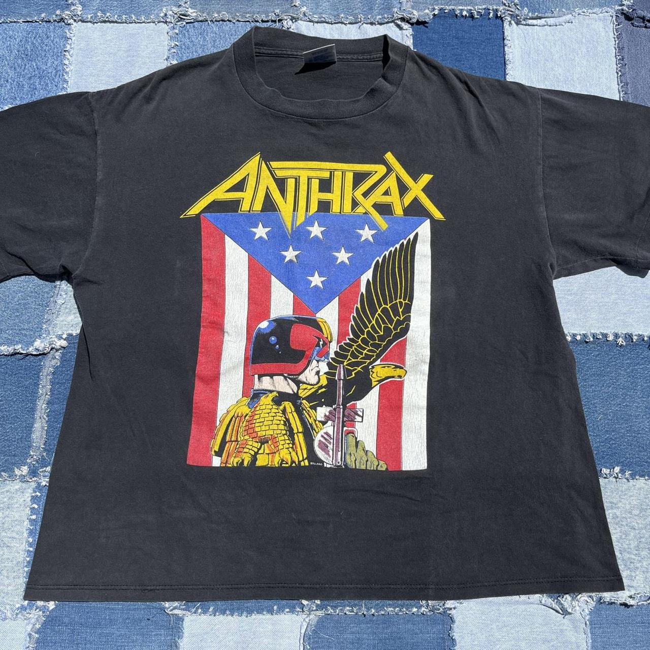 90s Anthrax Judge Dredd Double Sided Single Stitch T... | Depop
