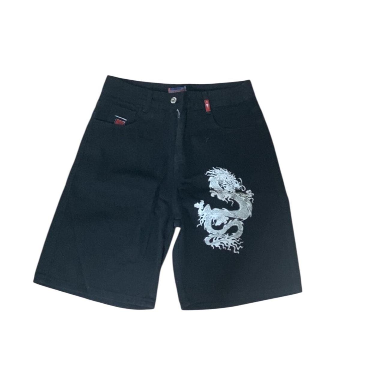 Black JNCO Baggy Jorts Dragon embroidery Size... | Depop