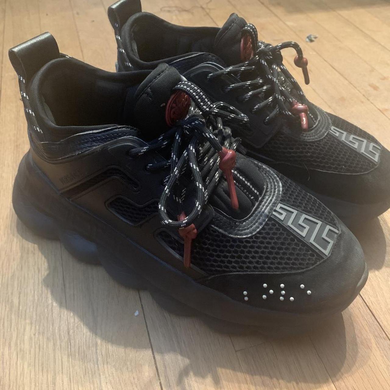 Versace Men's Black and Red Trainers | Depop