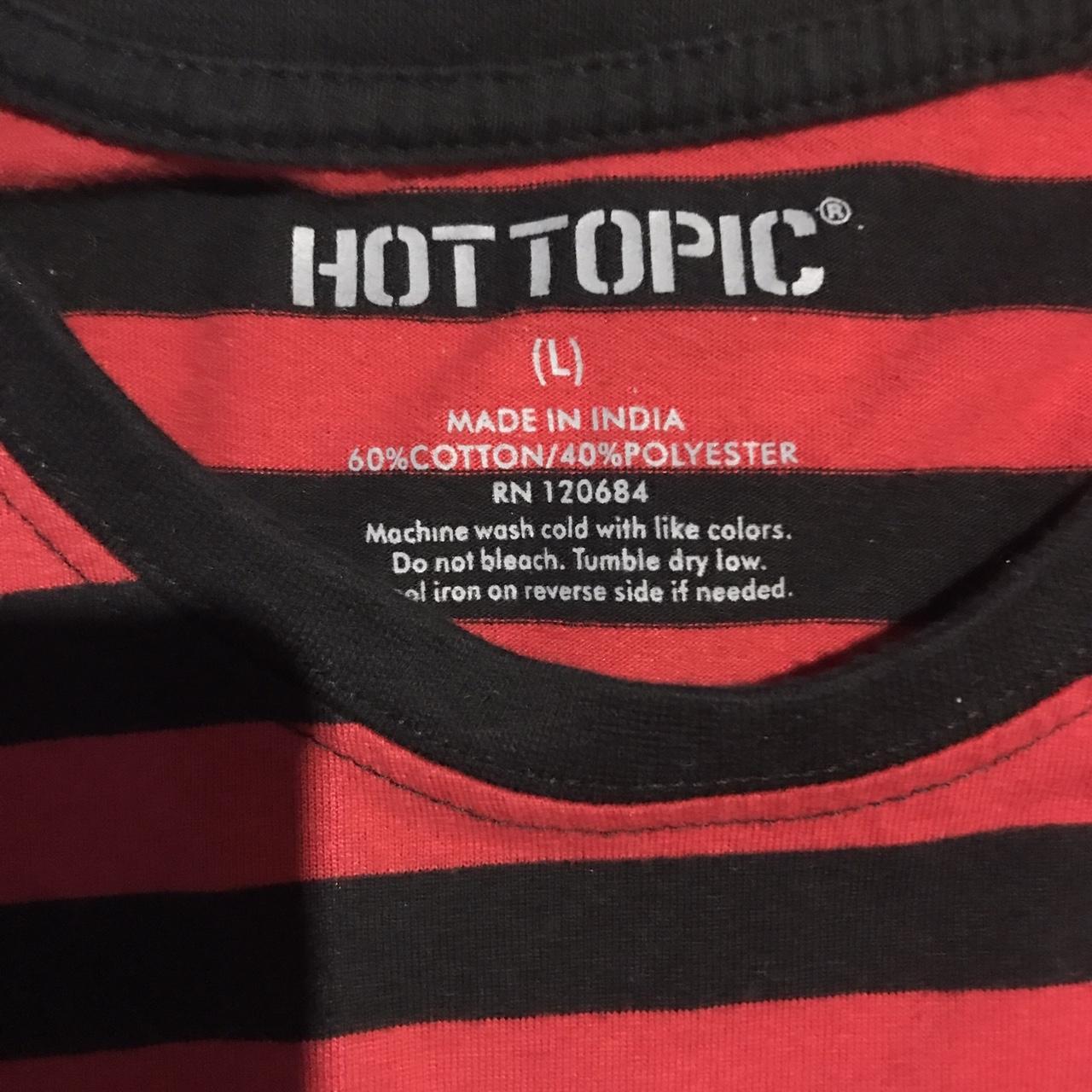 hot topic red and black striped long sleeve shirt... | Depop