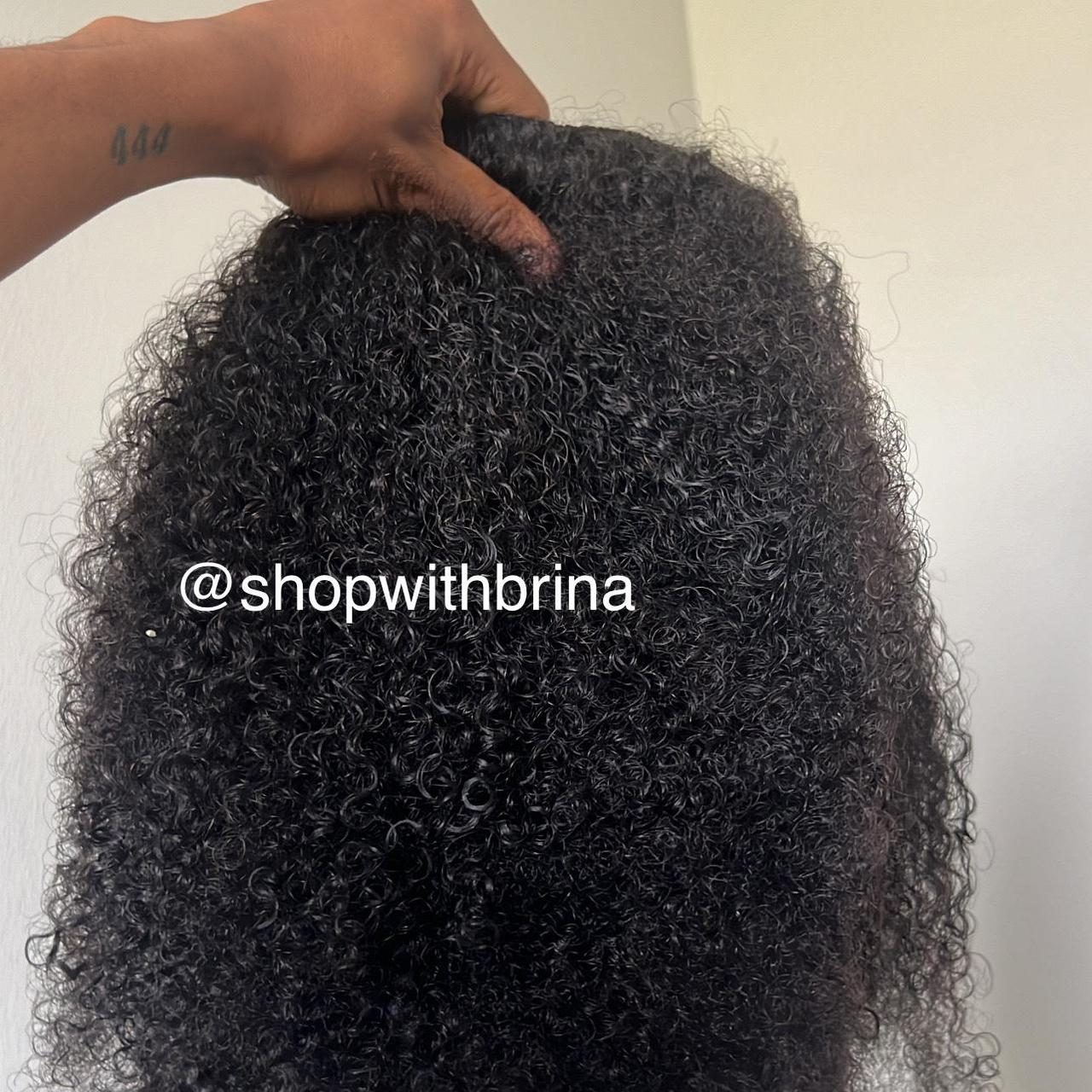 18” afro curly vpart wig washed and conditioned - Depop