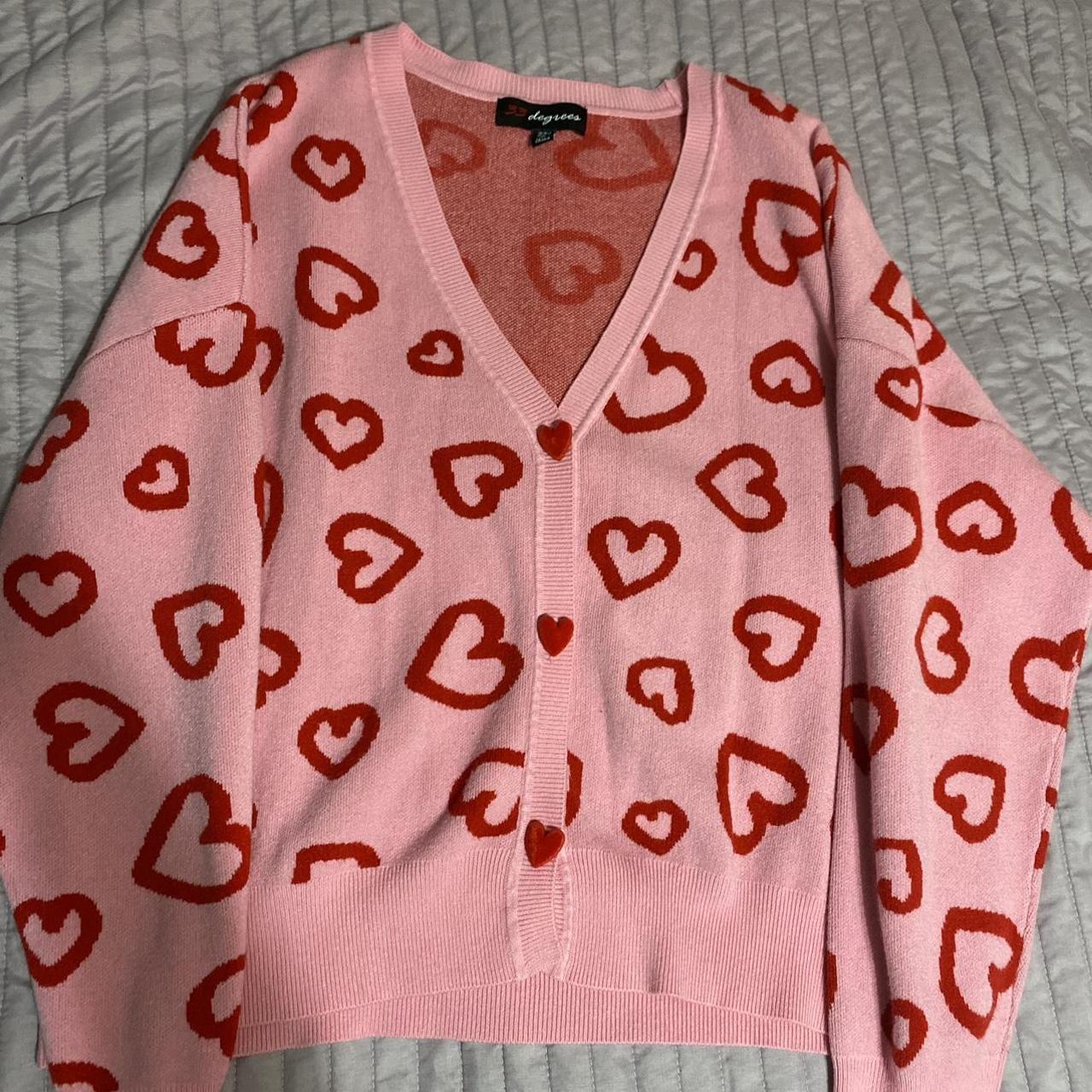 cute pink and red vday cardigan #hearts #pink #red... - Depop