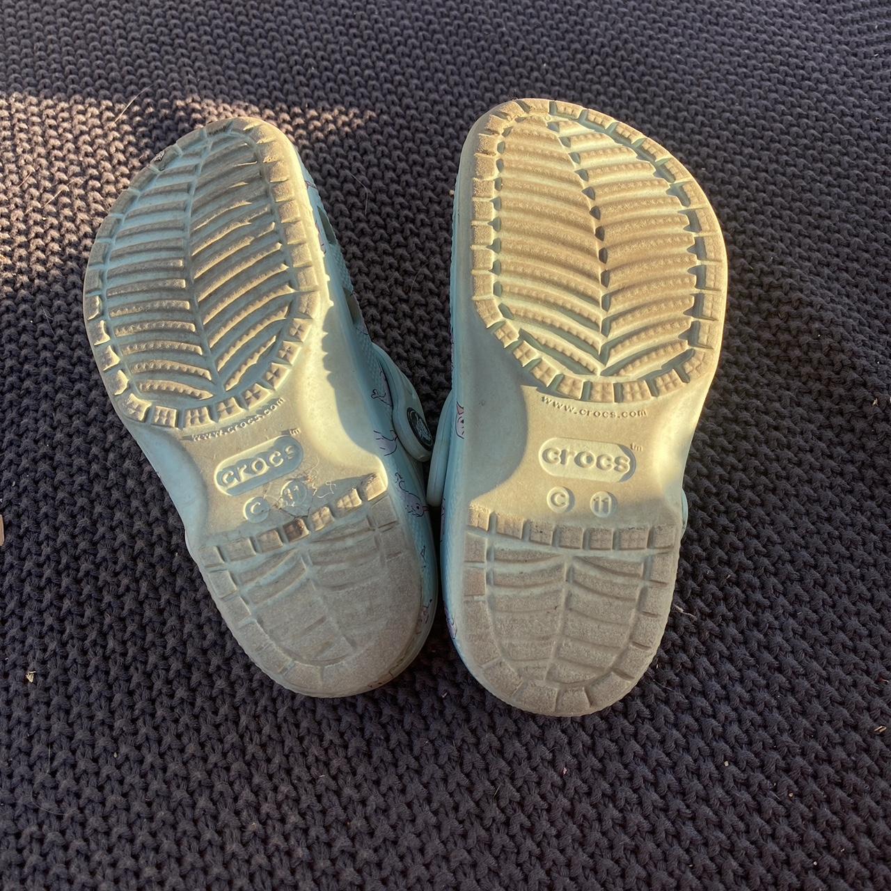 Kids Blue Crocs with Pins. Used, no flaws. Size: 11... - Depop