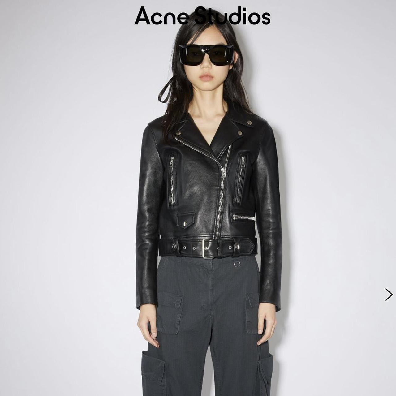 Acne Studios leather biker jacket - black, worn /... - Depop