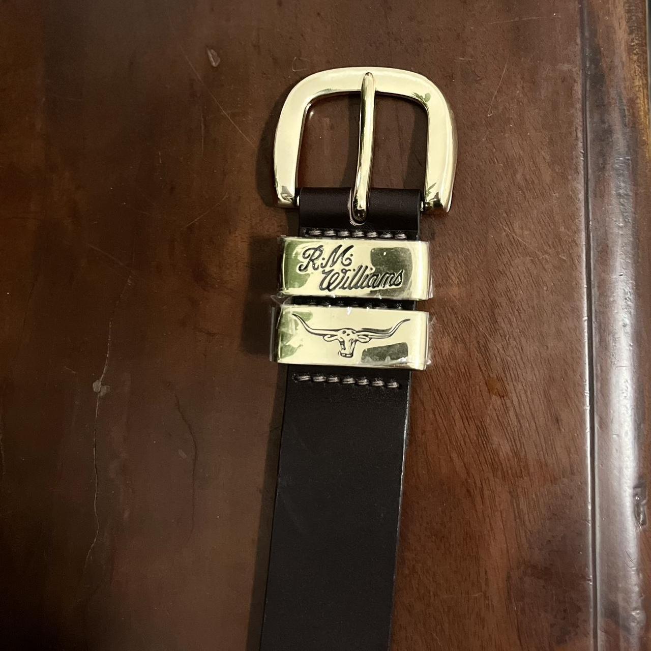 R.M Williams 38/444, C2 black belt w/ gold buckle.... - Depop