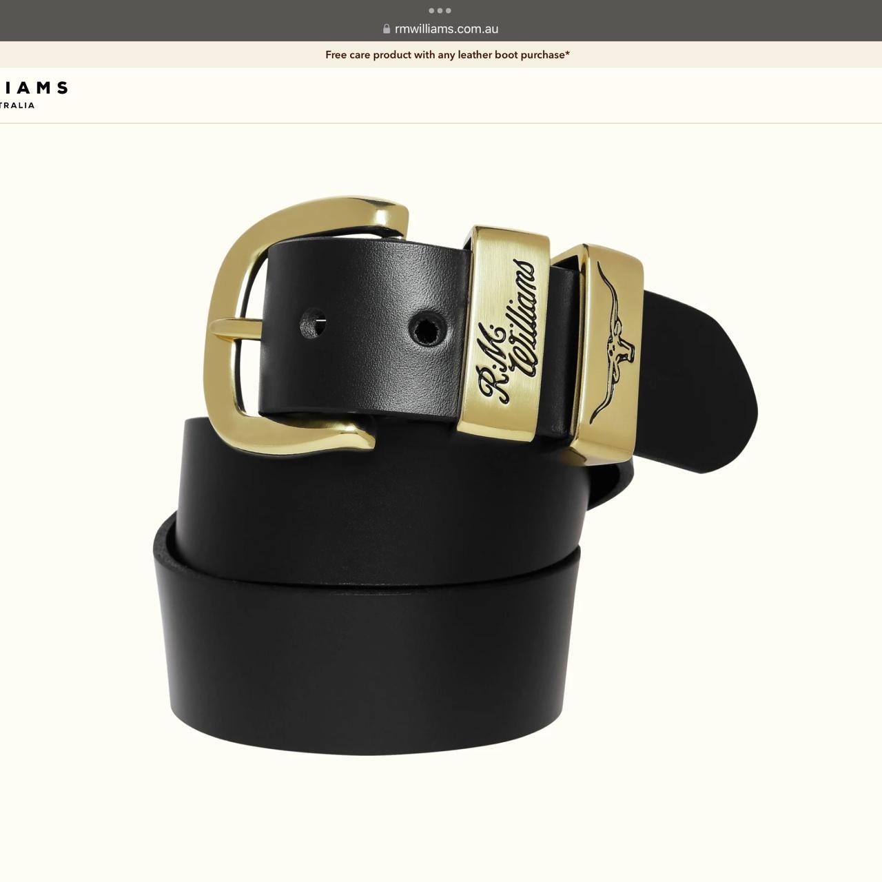 R.M Williams 38/444, C2 black belt w/ gold buckle.... - Depop