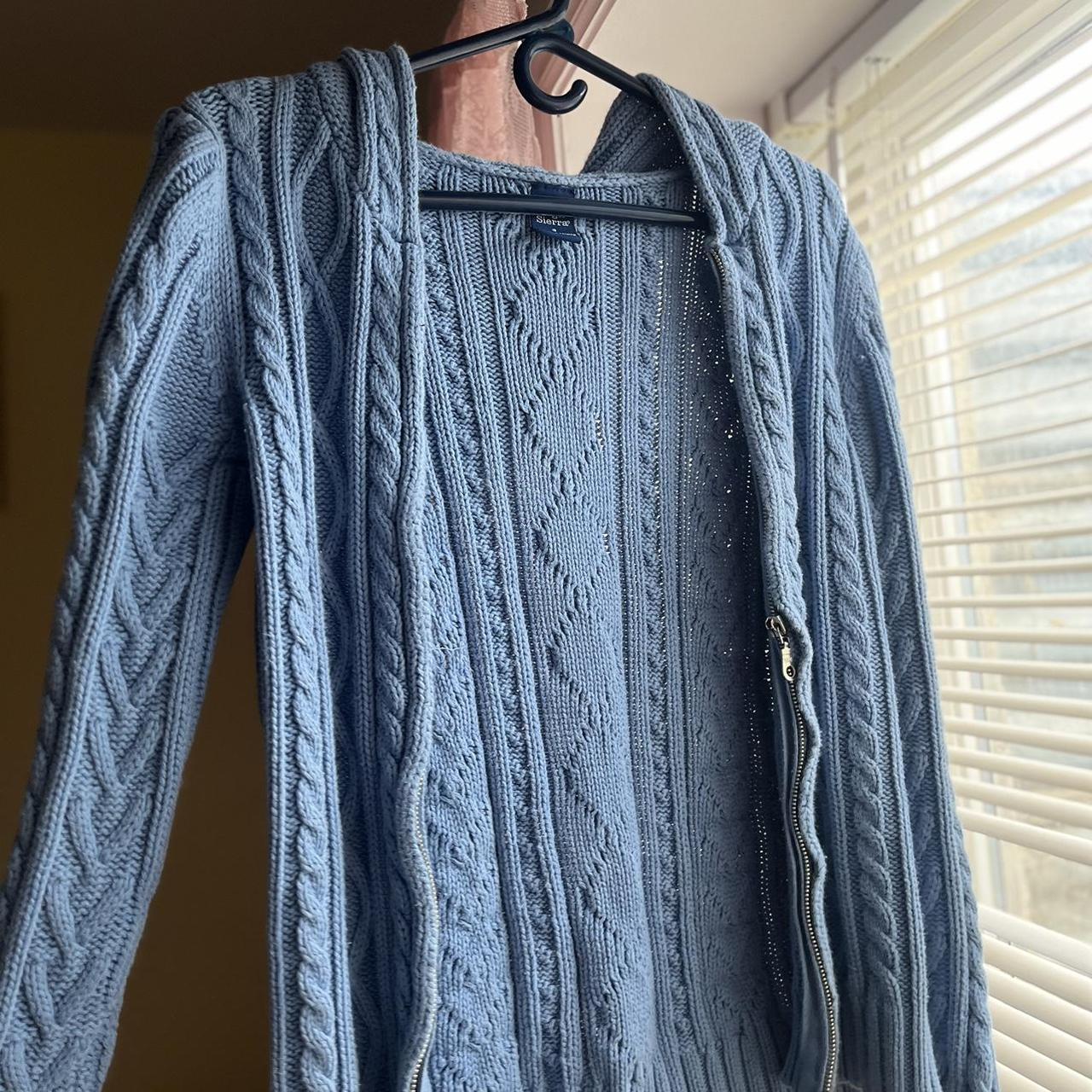 baby blue cable knit zip up hoodie i am so in love... - Depop