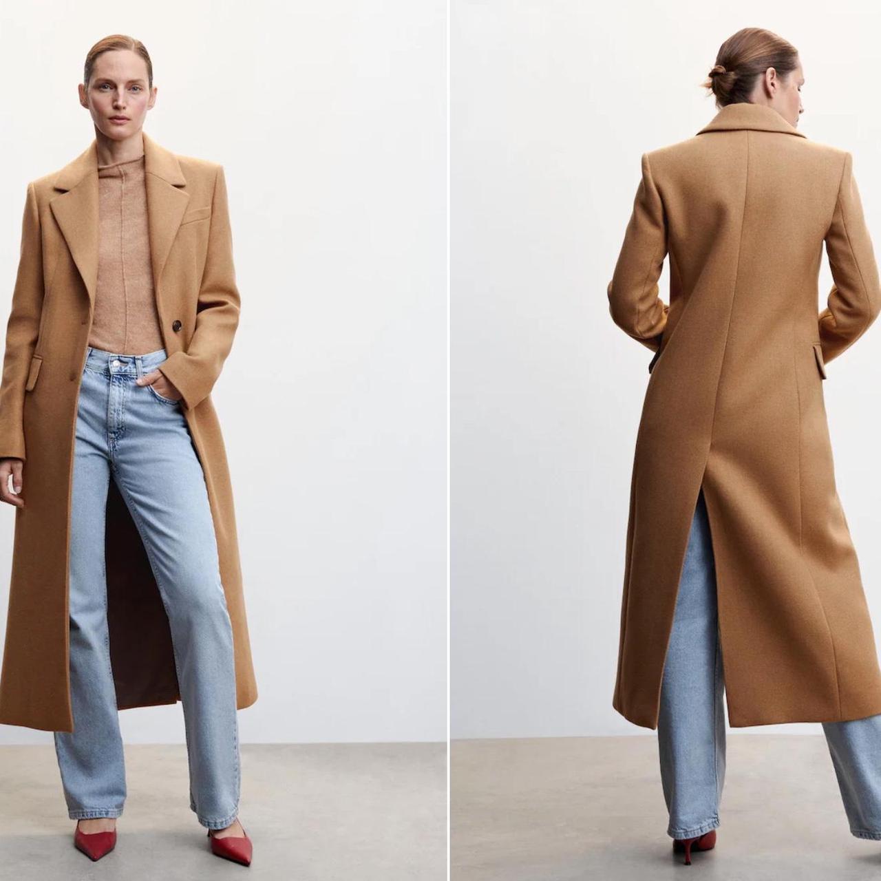 MANGO wool overcoat - medium brown (bought for... - Depop