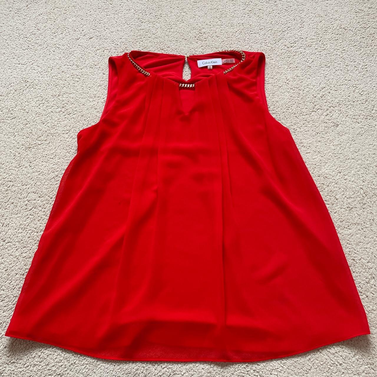 Calvin Klein Red Top Size M Beautiful red Calvin... - Depop