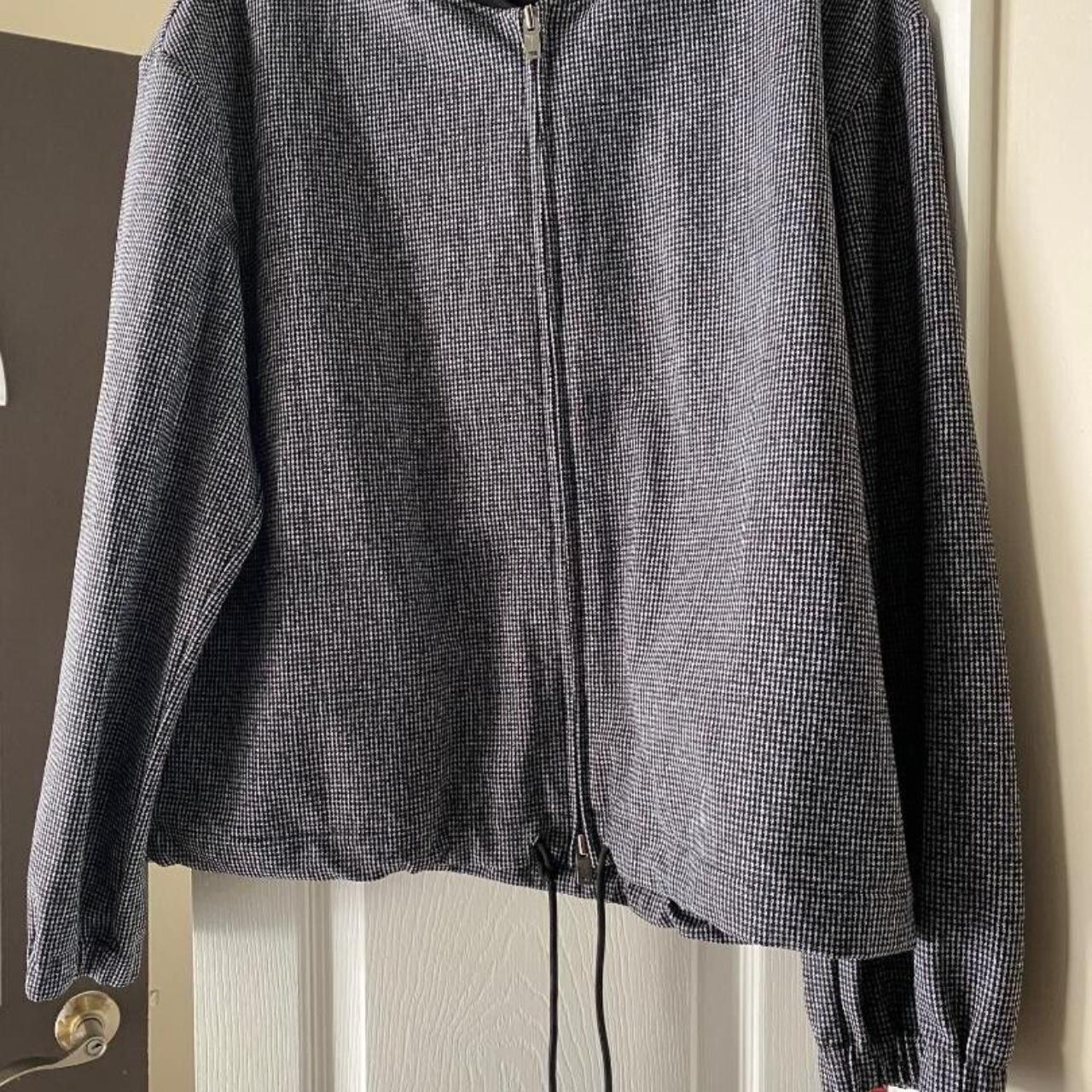 Theory Jacket Black Tweed Pattern Collarless Slit... - Depop