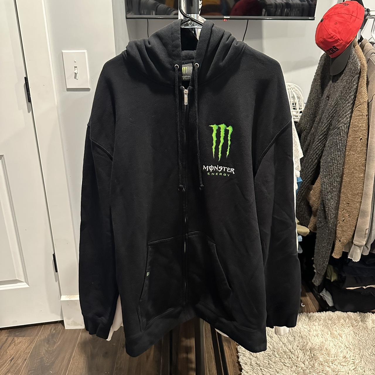 Black Monster Energy zip-up hoodie #skater | Depop