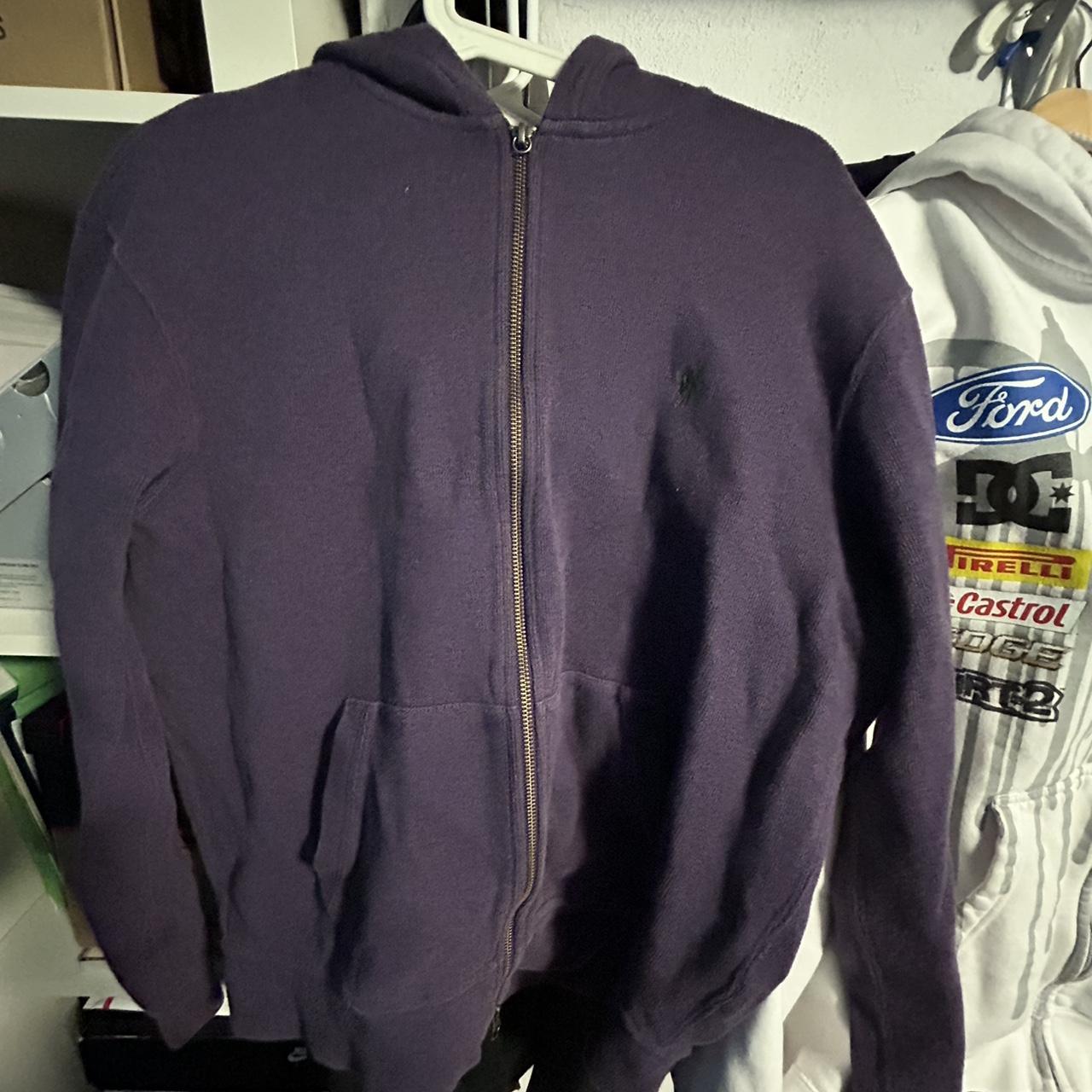 Purple polo zip up Size L - Depop