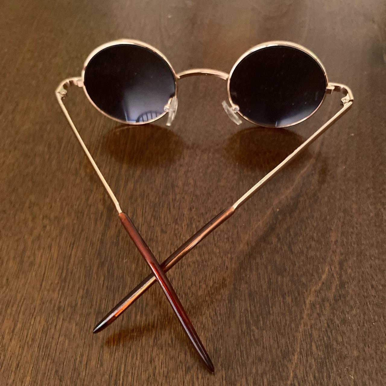 Indie gold trimmer blue lens glasses ⭐️No scratches... - Depop