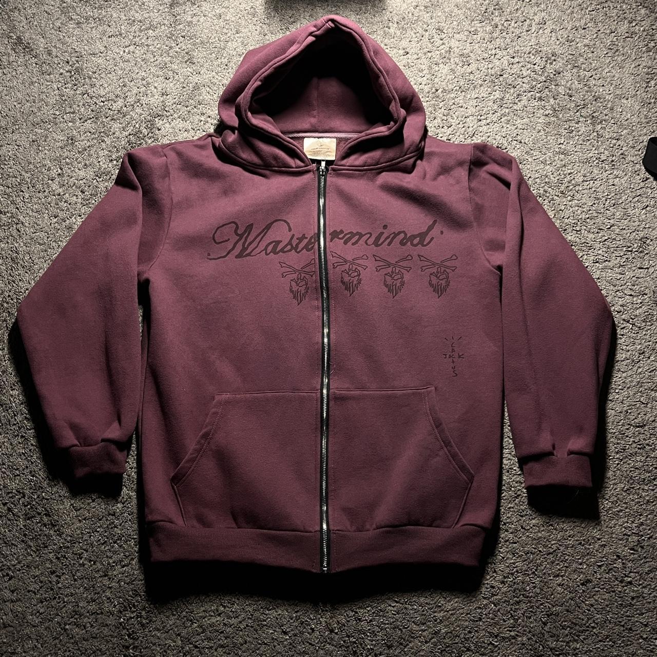 mastermind zip-up burgundy new sizing: large no... - Depop