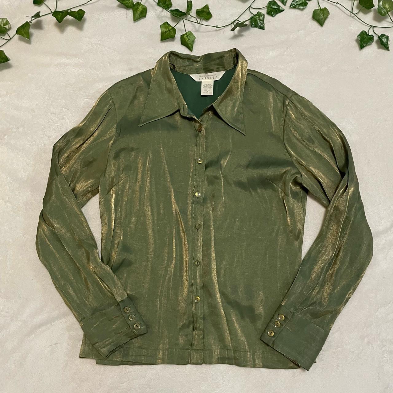 90s longsleeve button up top brand: express size:... - Depop