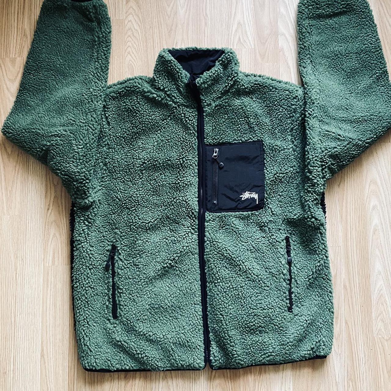 🔥 Green Stussy 8 Ball Fleece Reversible Jacket... | Depop