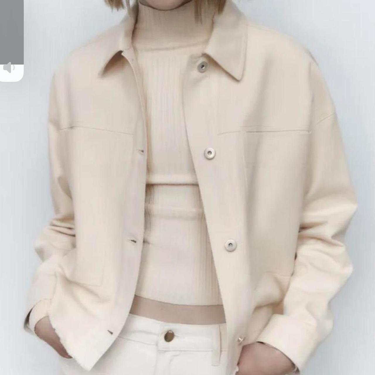 NWT Zara Cropped Cotton Overshirt in size XS. New... | Depop