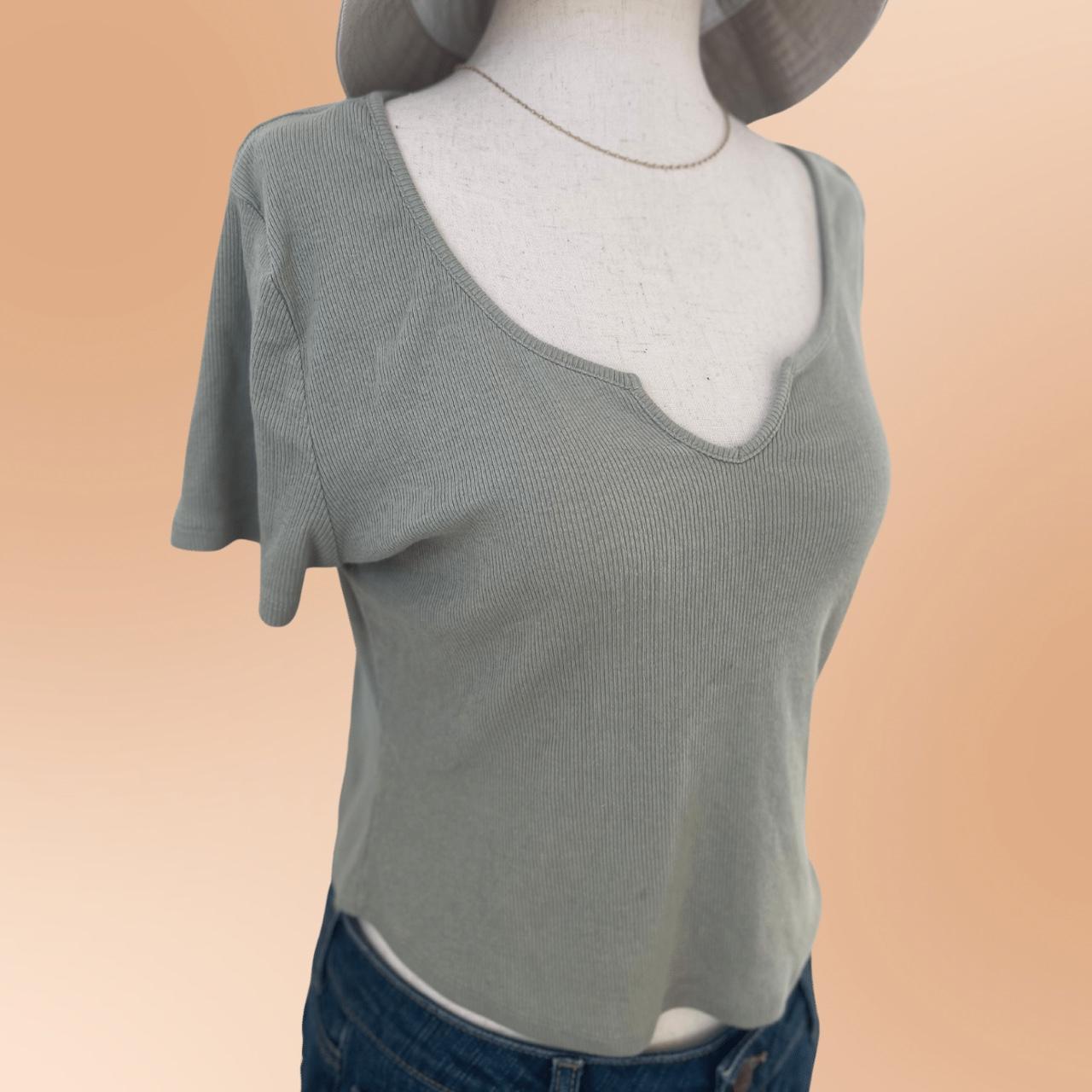 Derek Heart crop top Sea foam green Ribbed... - Depop