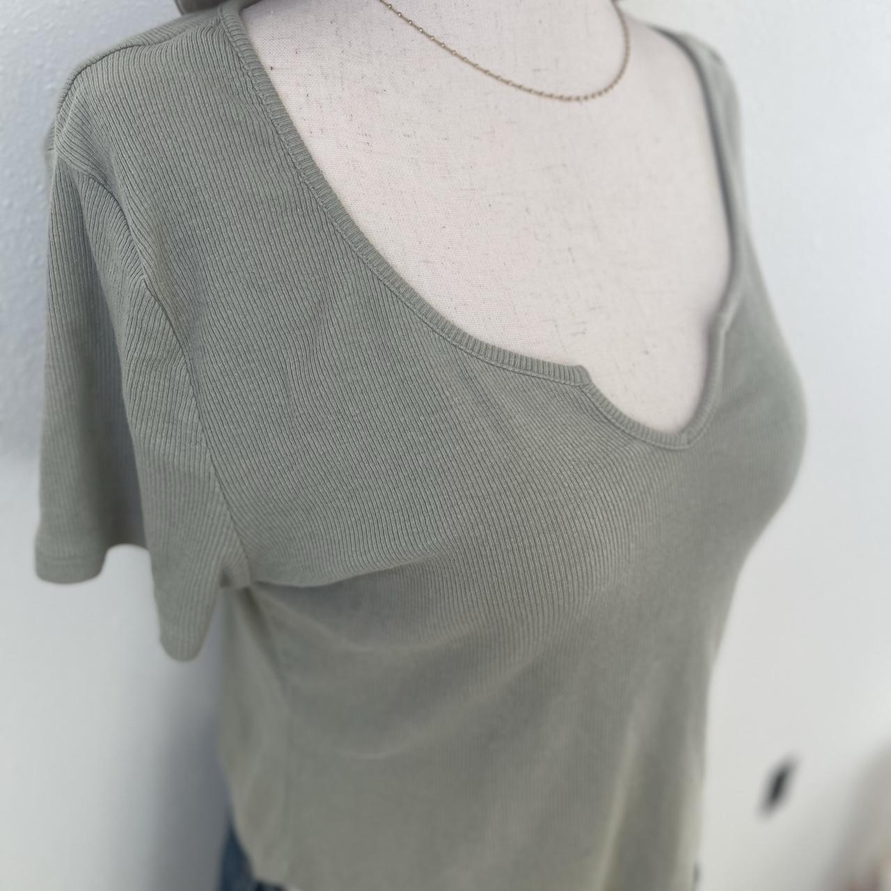 Derek Heart crop top Sea foam green Ribbed... - Depop